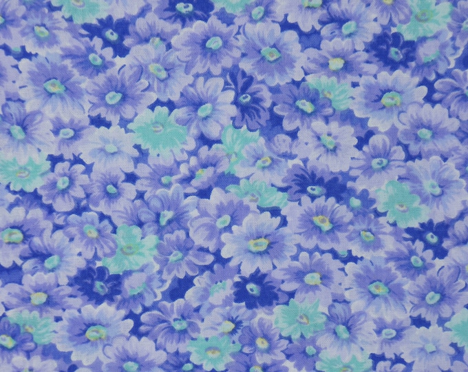 Daisy Fabric, Purple and Aqua Daisys by Fabric Traditions Novelty ...