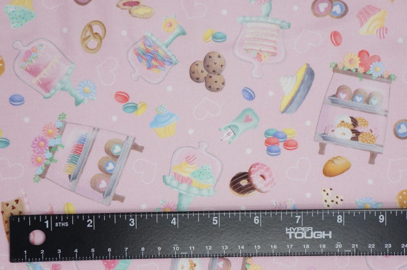 Dessert Fabric, Pastry Treats on Pink Gnomebody Bakes It Better by Andi ...