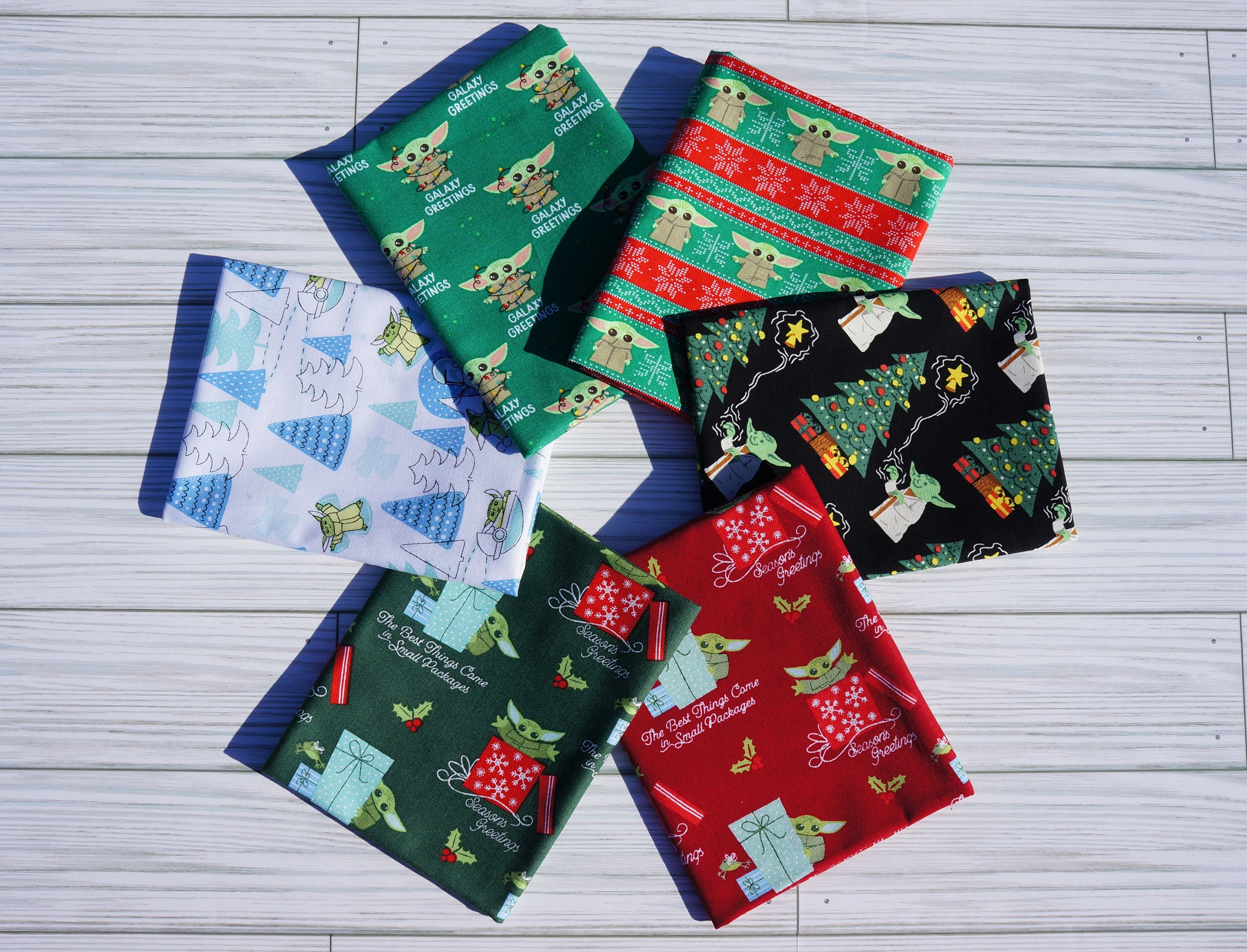 Baby Yoda Christmas Fat Quarter Bundle 6 Pieces Licensed by - Etsy