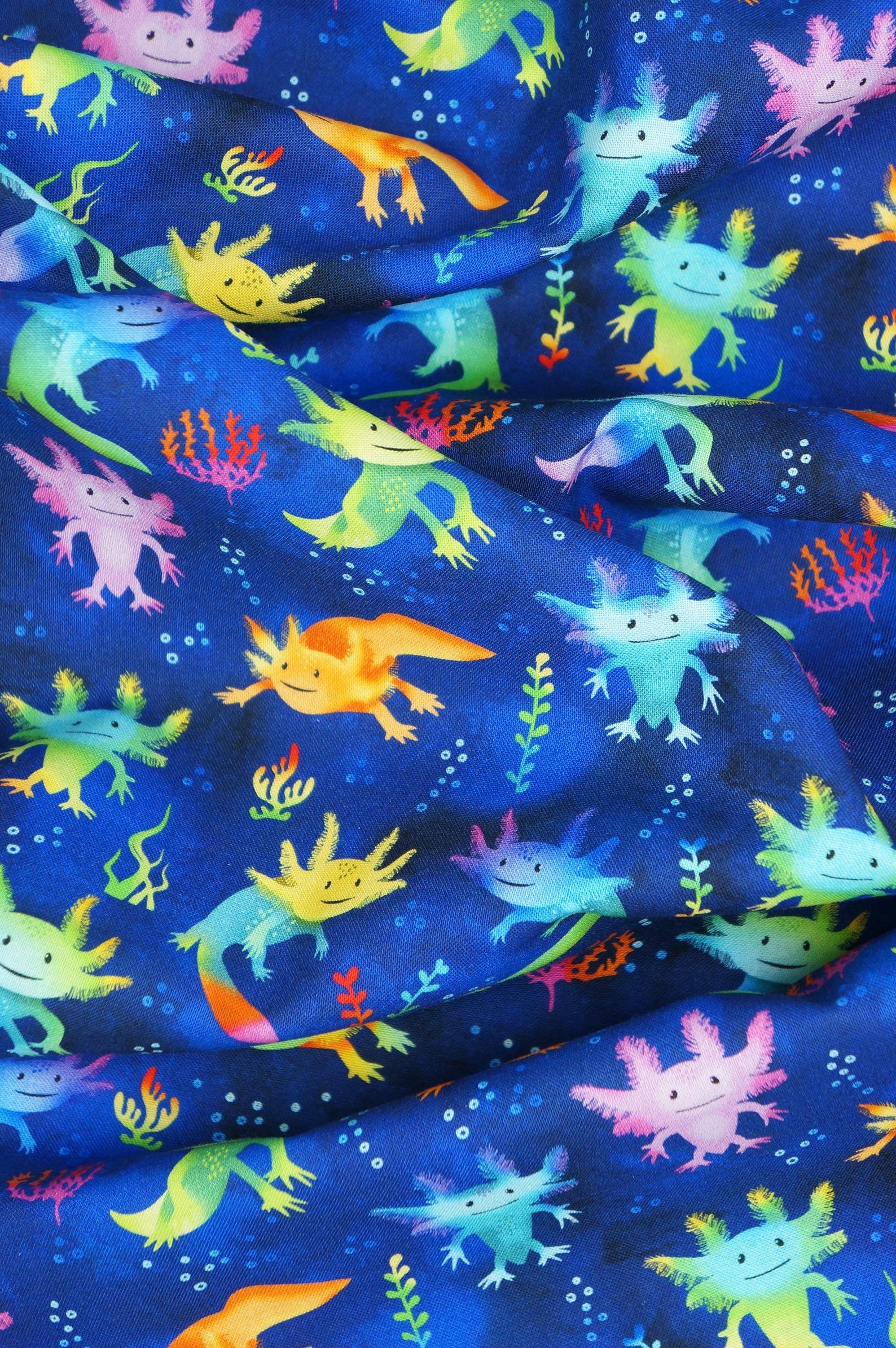 Axolotl Fabric, Cute Axolotl Salamanders by Gail Cadden for Timeless ...