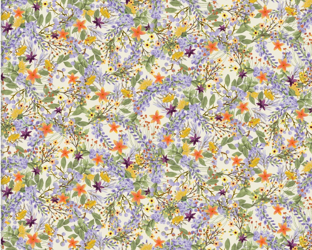 Spring Floral Fabric, Floral Spray Cream Locally Grown by Beth Albert ...