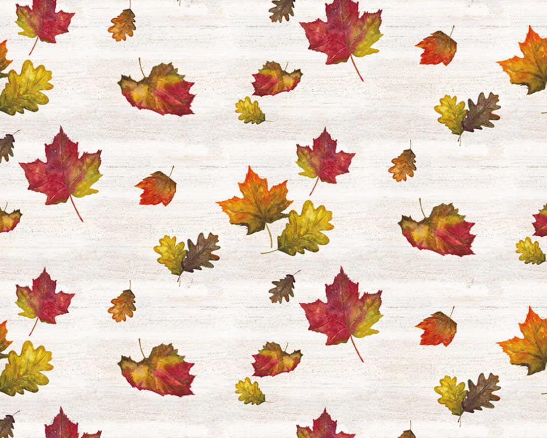 Fall Leaves Fabric, Fall Barn Quilts Leaf Toss Parchment Riley Blake ...