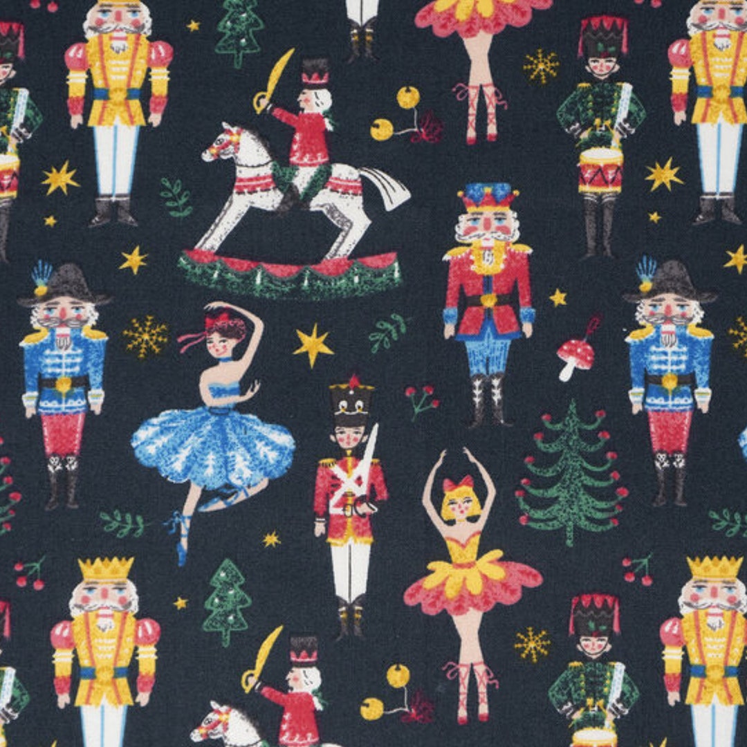Navy Nutcracker Dance Fabric, Nutcracker Dance on Dark Navy by Singer ...