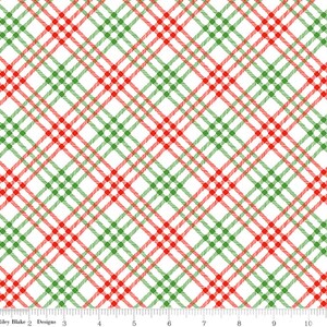 Christmas Plaid Fabric, Christmas Joy White Riley Blake Quilting Cotton ...