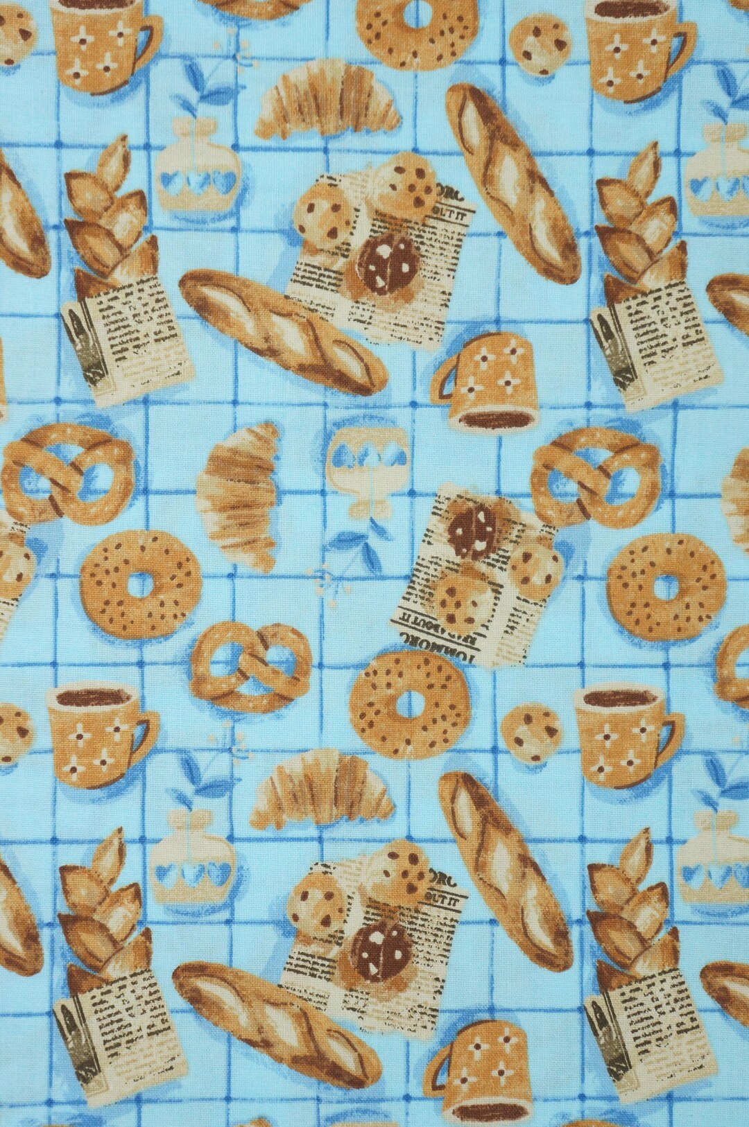 Sourdough Bread Fabric, Baker's Table on Blue Novelty Cotton Fabric - Etsy