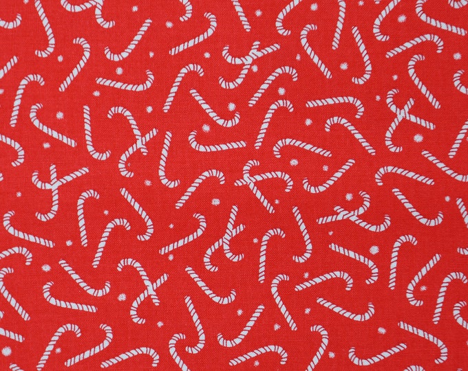 Christmas Candy Cane Fabric, Red Candycanes by Timeless Treasures ...