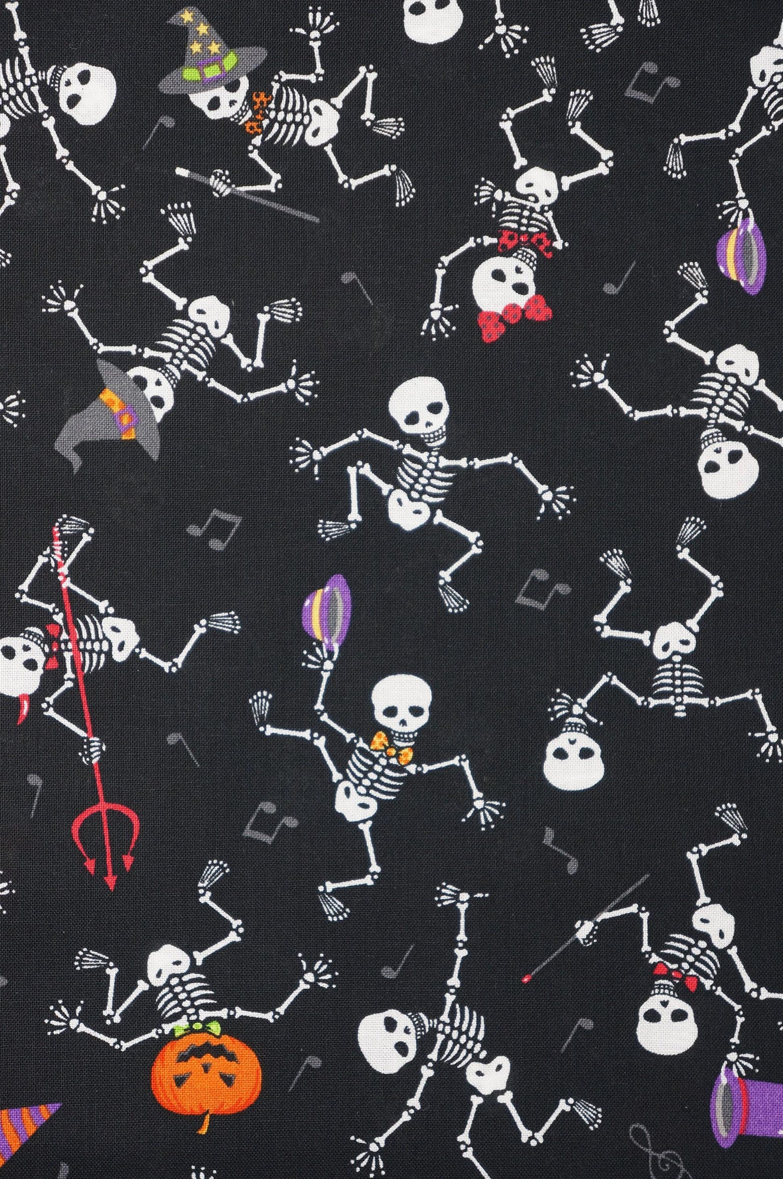 Dancing Halloween Skeletons Novelty Cotton Fabric by Fabric Traditions ...