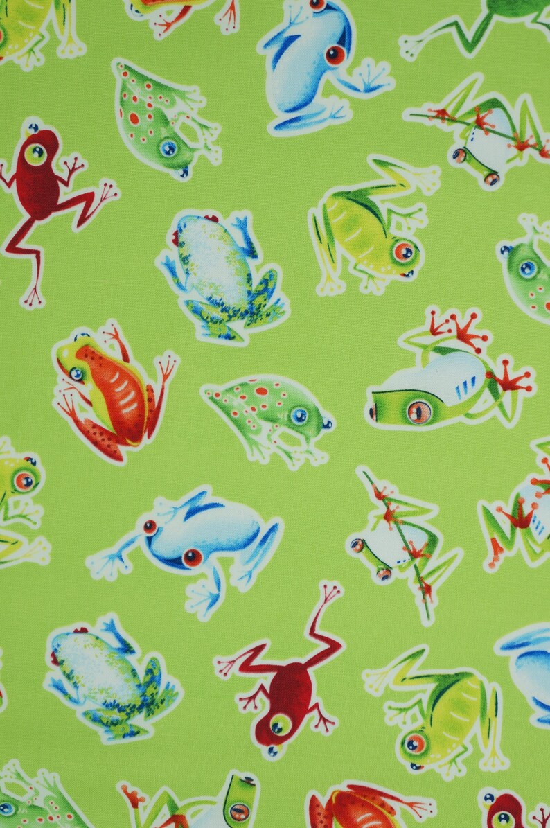 Frog Fabric, Hop to It Glow on Lime Green by Kanvas Studio for Benartex ...