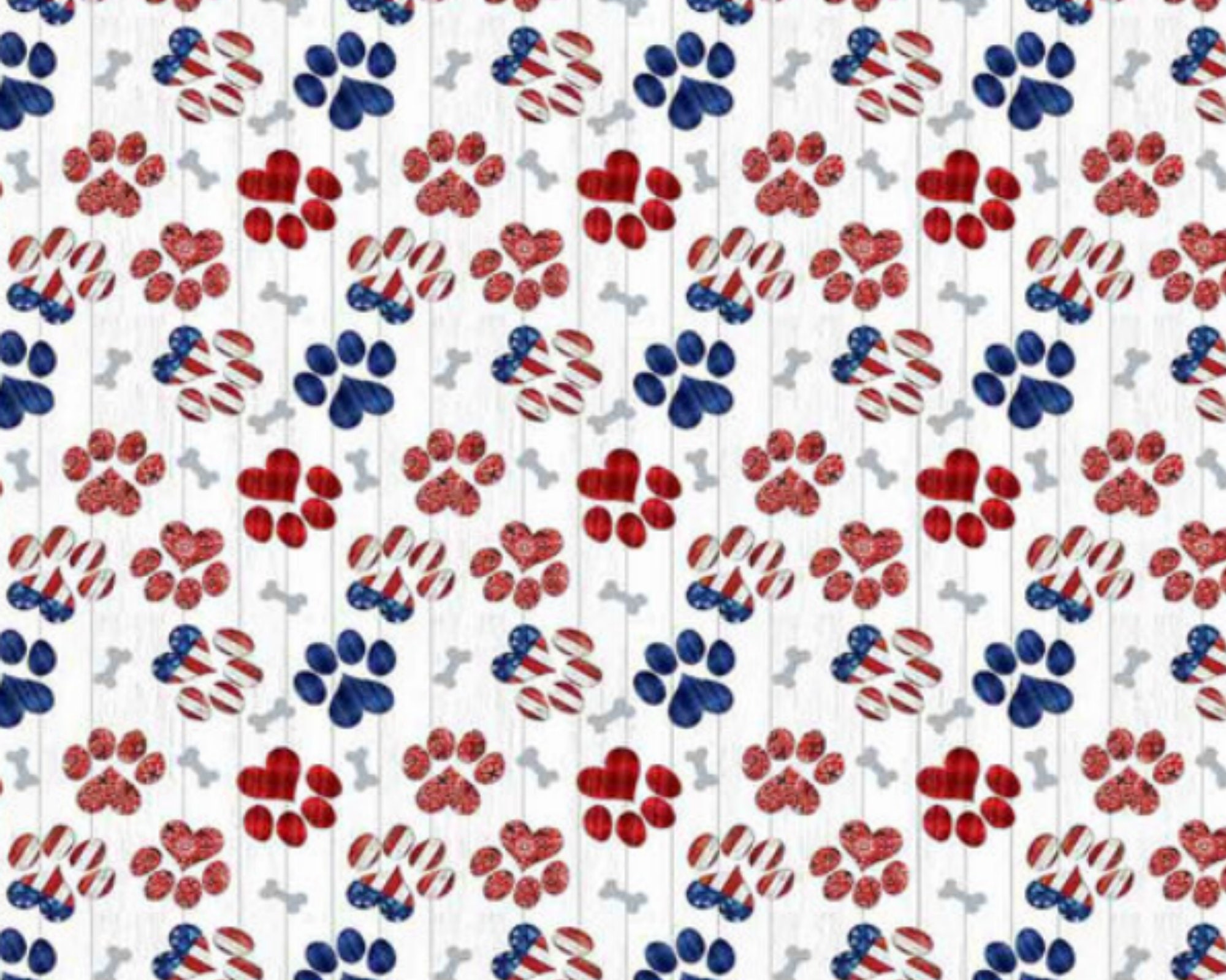 Patriotic Paw Prints Americana Paw Prints Novelty Cotton Etsy