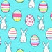 Easter Bunny Fabric, Bunnies With Easter Eggs on Blue by Robert Kaufman ...