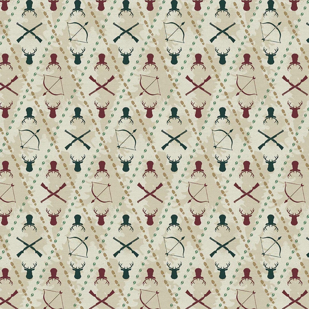 Hunting Fabric, Bow and Arrows on Beige Hunters Haven by Paintbrush ...