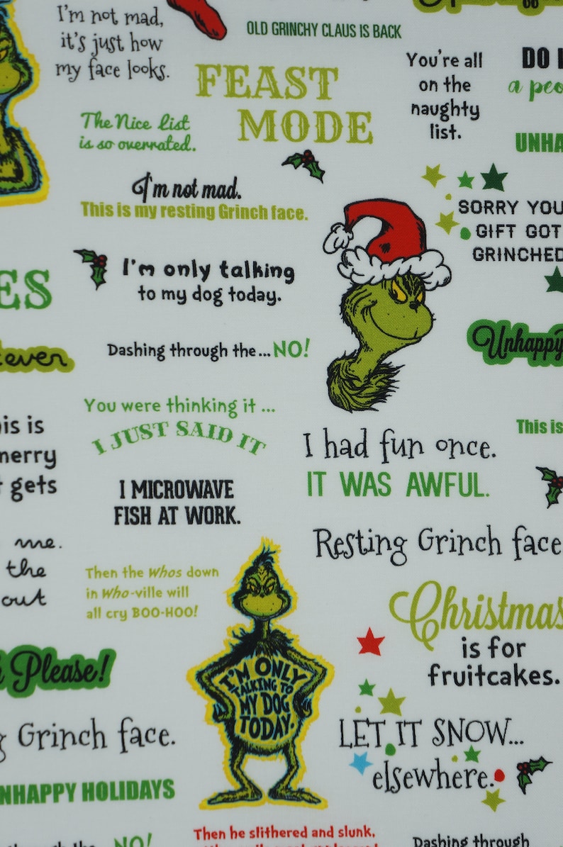 Grinchy Words the Grinch on White Dr. Seuss How the Grinch - Etsy