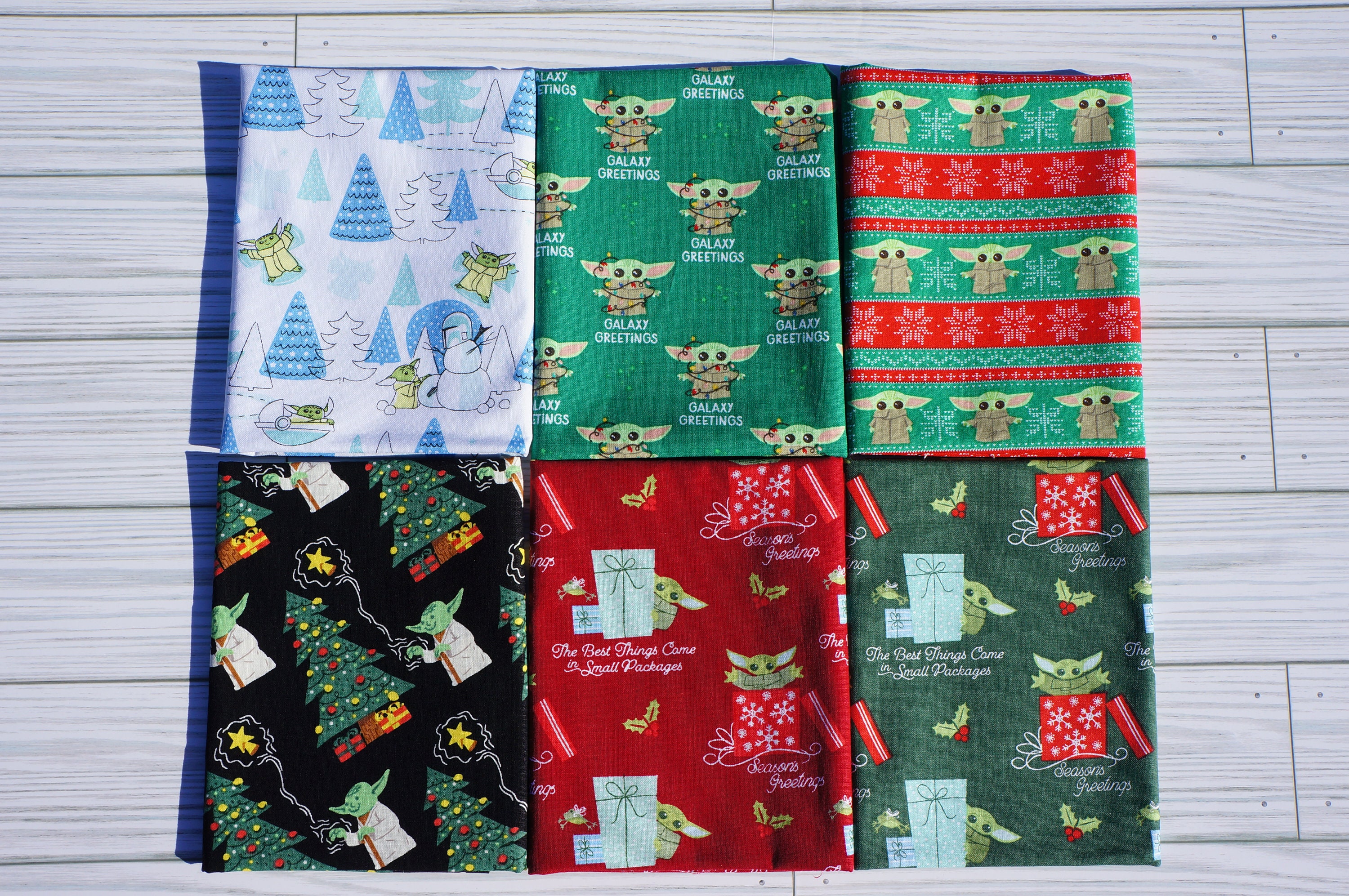 Baby Yoda Christmas Fat Quarter Bundle 6 Pieces Licensed by - Etsy