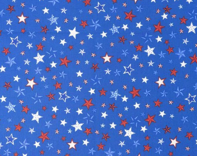 Patriotic Stars and Stripes Fabric, Red Stripes and Blue Stars and Dots ...