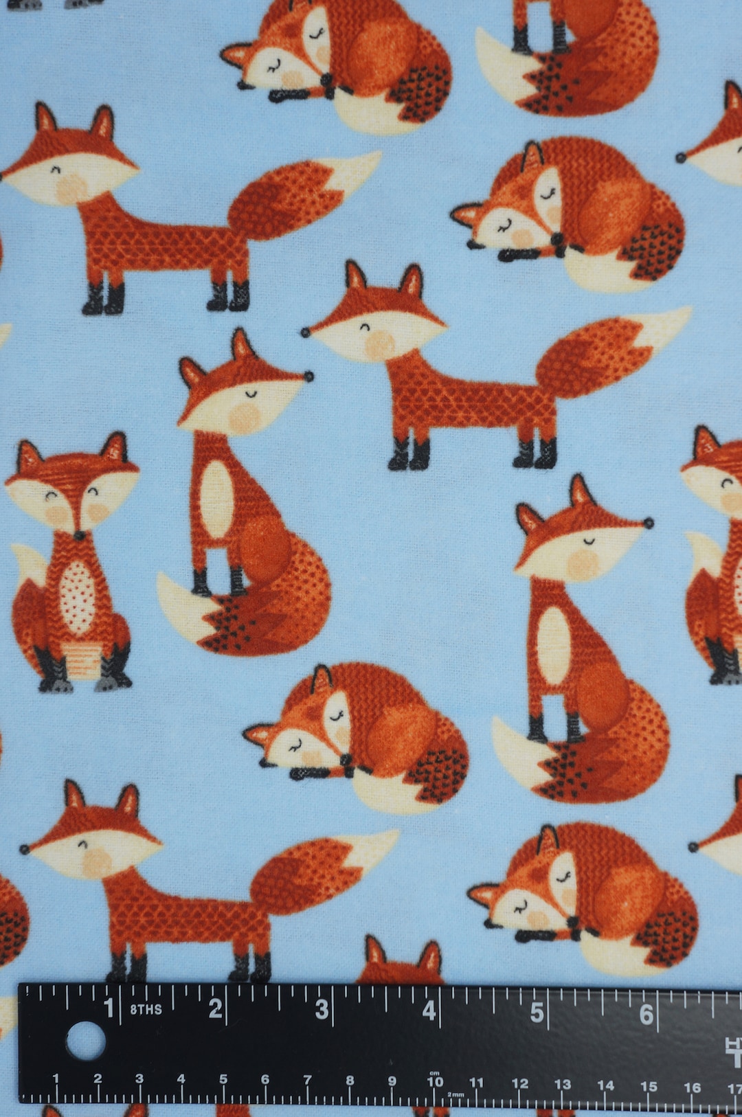 Blue Fox Comfy Cotton Flannel by A.E. Nathan, Fox Print Flannel Fabric ...