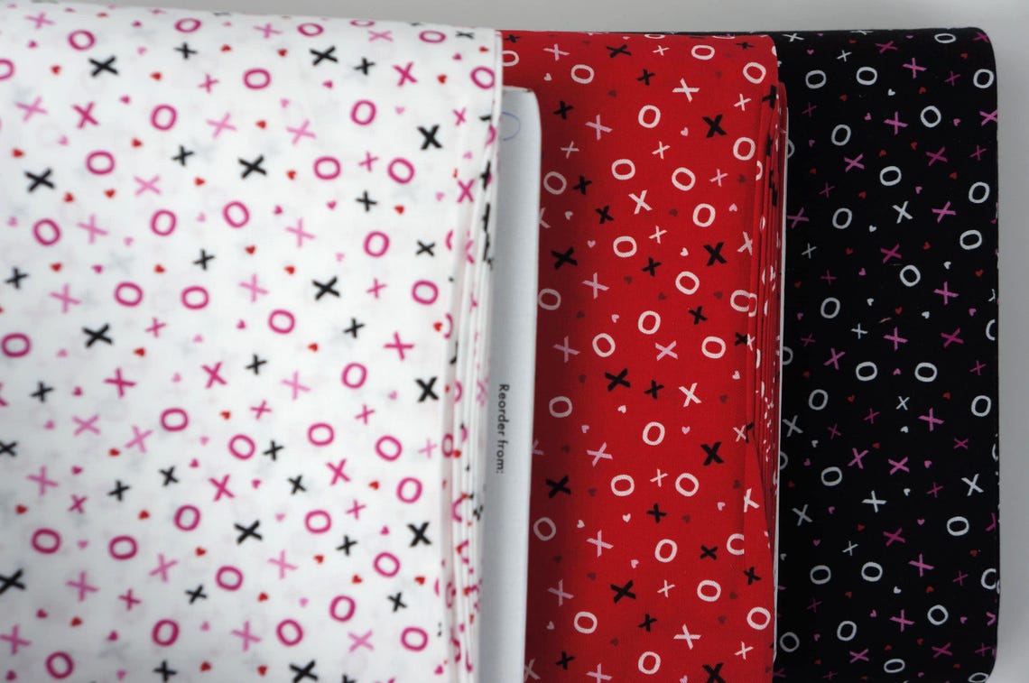 Valentine Fabric, Xos on Black Love You Fur-ever by Greta Lynn for ...