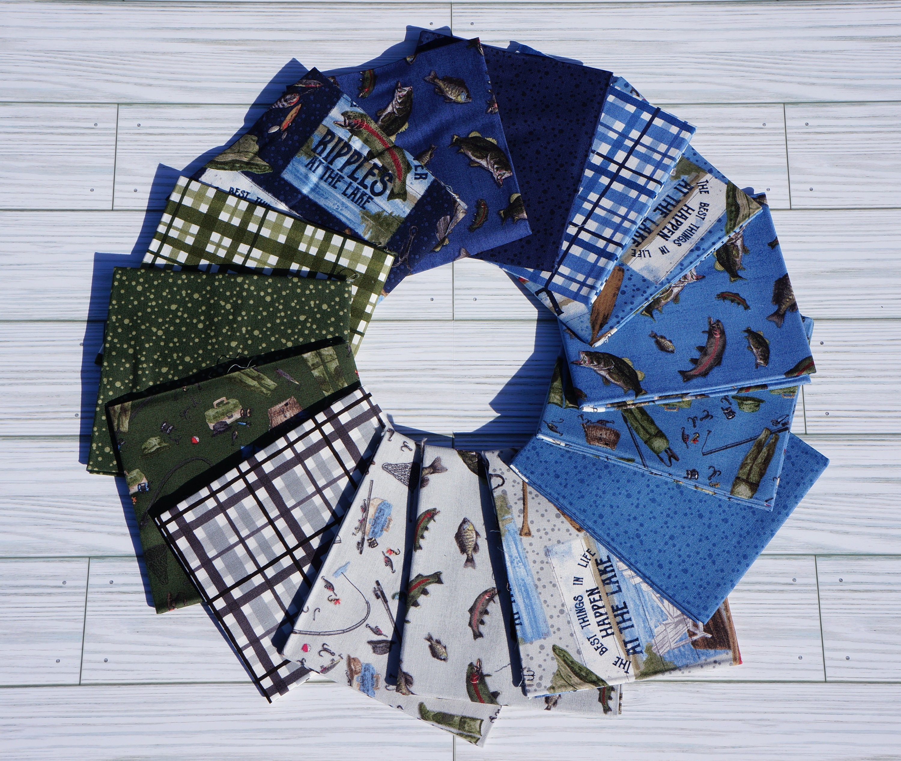 Fishing Fat Quarter Bundle Fabric, 15 piece At the Lake by Riley Blake ...