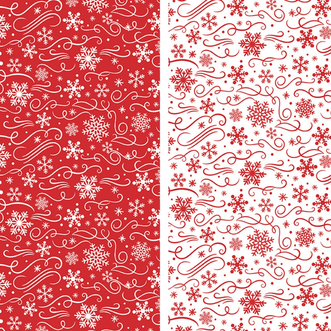 Snowflake Fabric, Snowflakes on Red or White From the Magic of ...