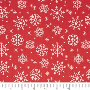 Red Snowflake Fabric, White Snowflakes on Red by Singer Christmas ...