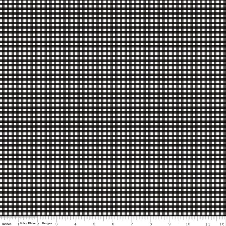 Black and White Gingham Fabric, 1/8 Inch Small Gingham Black and White ...
