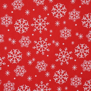 Red Snowflake Fabric, White Snowflakes on Red by Singer Christmas ...