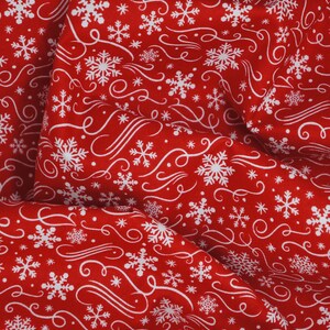Snowflake Fabric, Snowflakes on Red or White From the Magic of ...