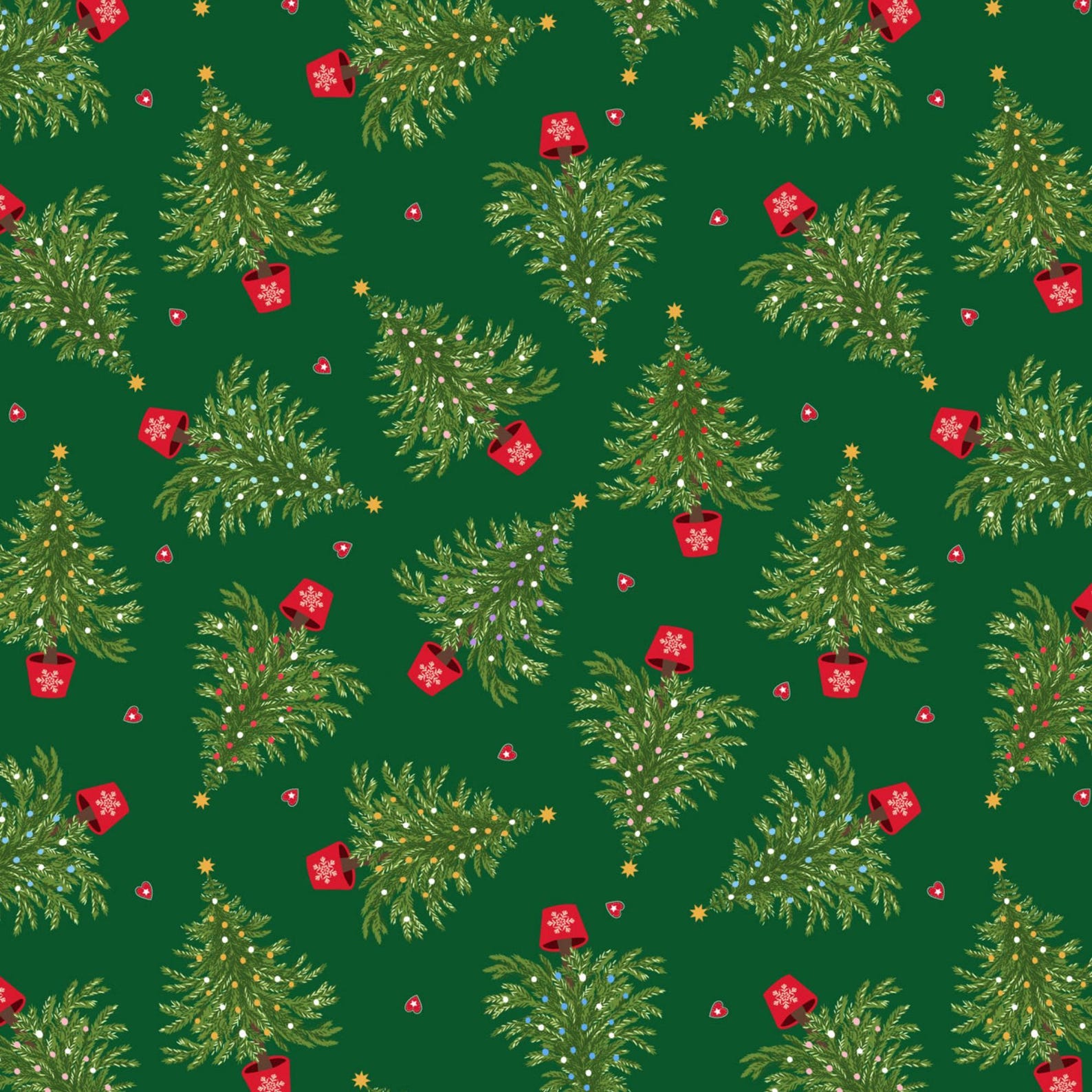 Christmas Tree Fabric, Oh Christmas Tree on Green With Gold Metallic ...