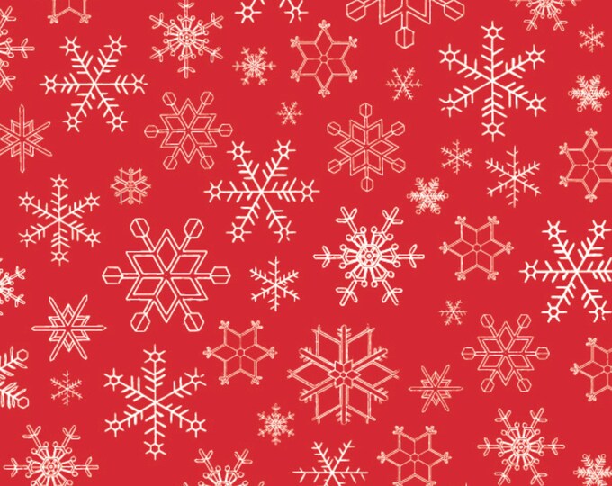 Snowflake Fabric, Snowflakes on Red or White From the Magic of ...