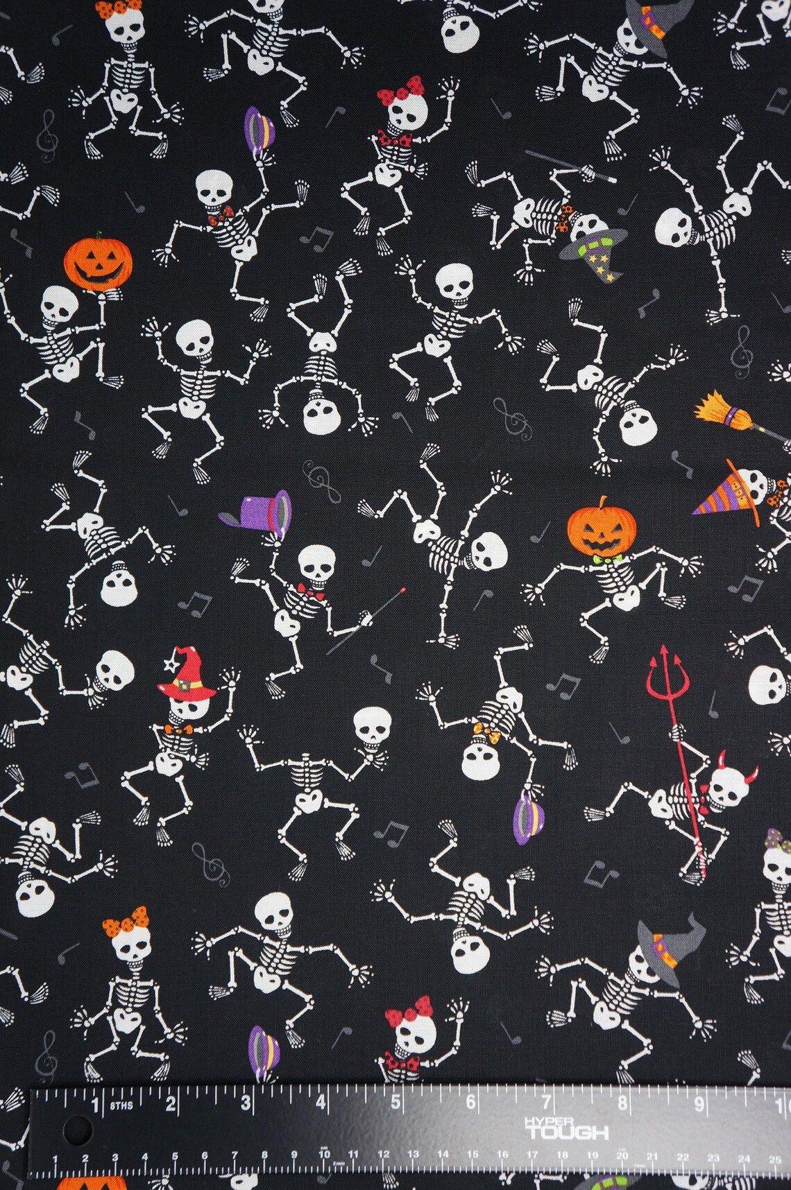 Dancing Halloween Skeletons Novelty Cotton Fabric by Fabric Traditions ...
