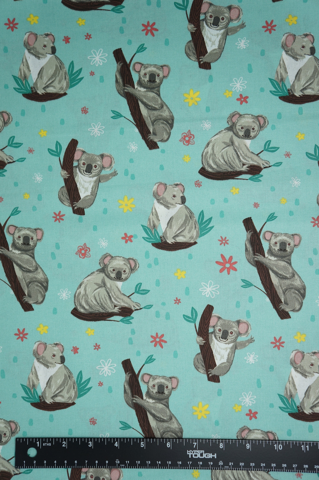 Koala Fabric, Cute Koalas on Aqua Novelty Cotton Fabric - Etsy