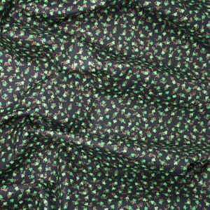 Mini Shamrock Fabric, Ditsy Shamrocks on Black With Gold Glitter by ...
