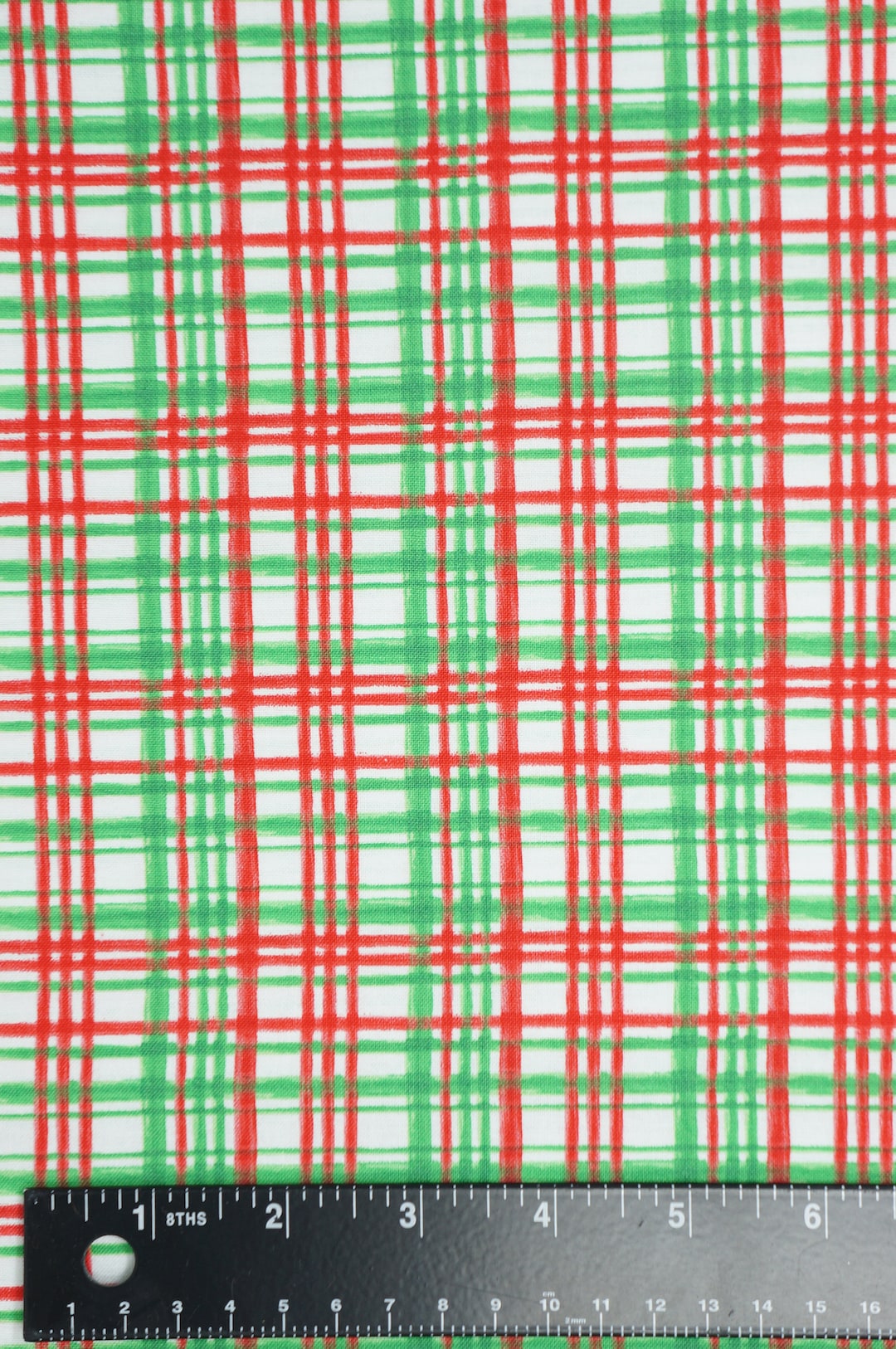 Christmas Plaid Fabric, Red and Green Plaid on White by Timeless ...