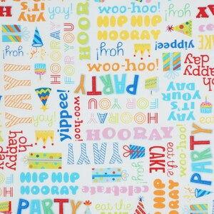 Happy Birthday Fabric, Words of Celebration on White This Calls for ...
