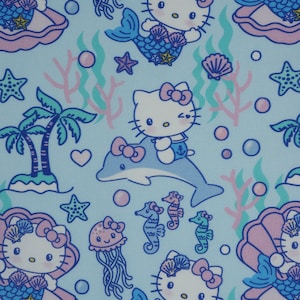 Hello Kitty Fabric, Hello Kitty Mermaid on Light Blue Licensed by ...