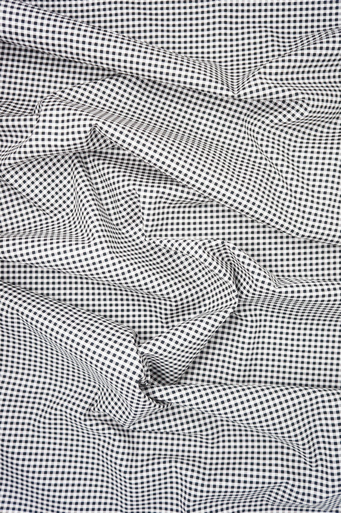 Black and White Gingham Fabric, 1/8 Inch Small Gingham Black and White ...