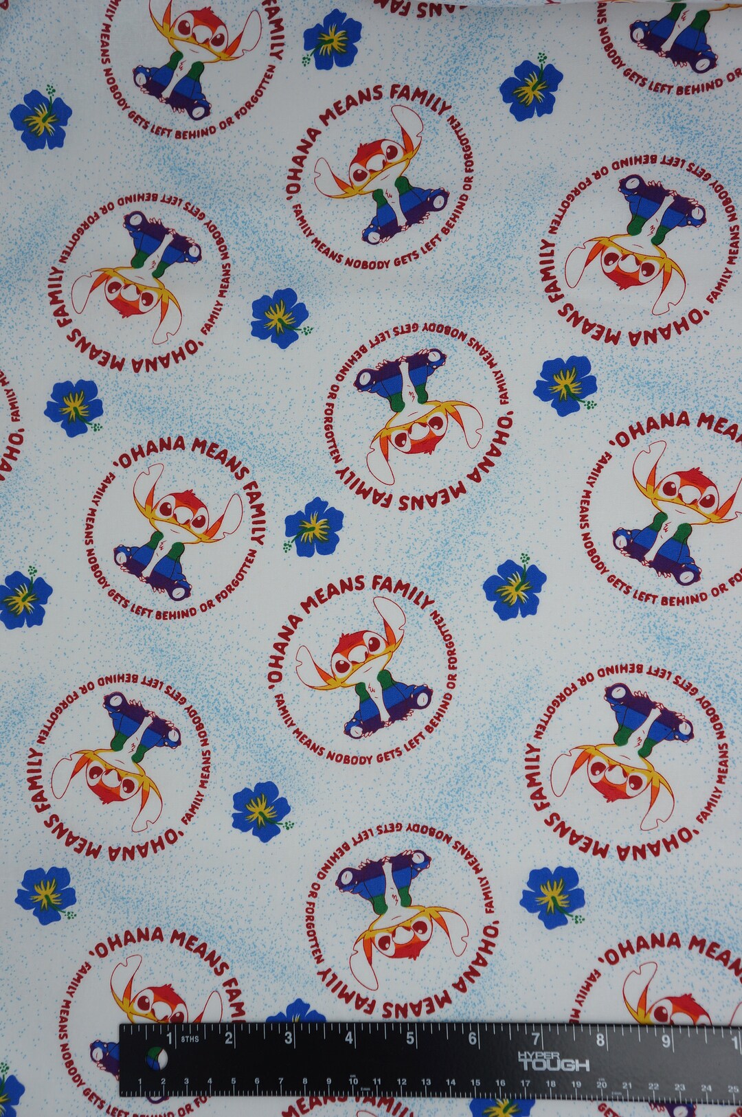 Lilo and Stitch Rainbow Fabric, Disney Pride Stitch Ohana Means Family ...