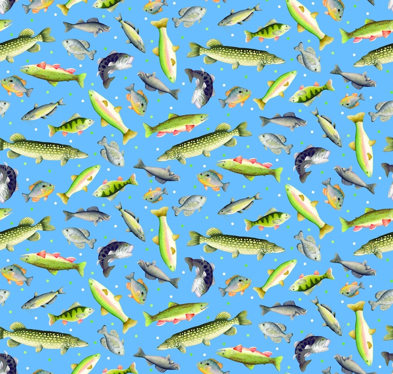Fish Fabric, Gone Fishing Light Blue Sail Away by Andi Metz for ...