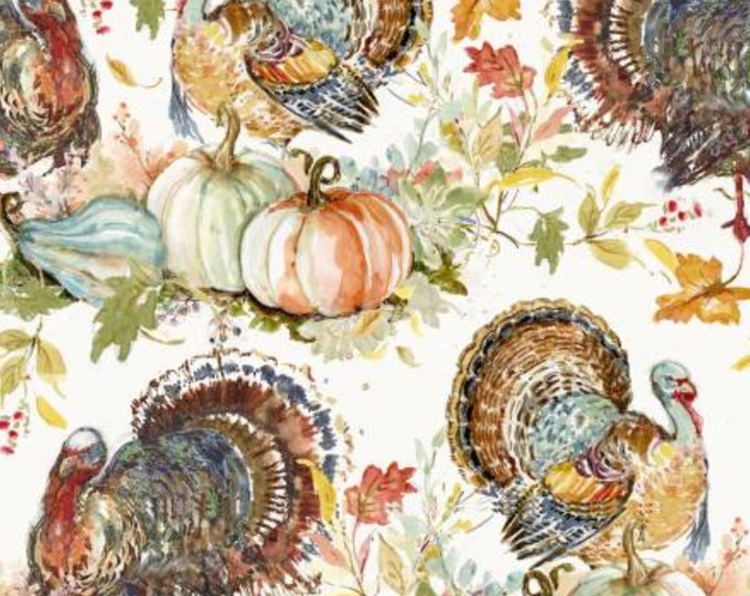 Turkey Fabric, Turkeys and Pumpkins by Susan Winget for Springs ...