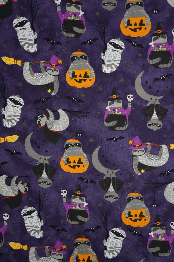 Halloween Sloth Novelty Cotton Fabric Vampire Sloth Dracula - Etsy UK
