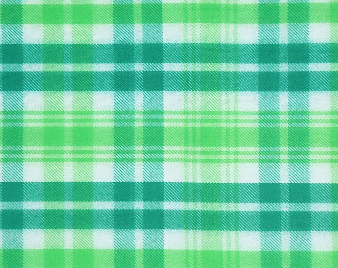 St Patrick's Day Green and White Tartan Plaid Novelty Cotton Fabric ...