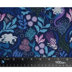 Mermaid Fabric, Jellyfish and Stingray Metallic by Lewis and Irene ...