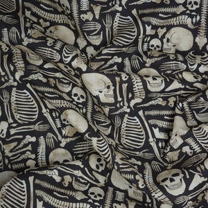 Skeleton Bones, Human Bone Fabric, Boney Yard Halloween Novelty Cotton ...