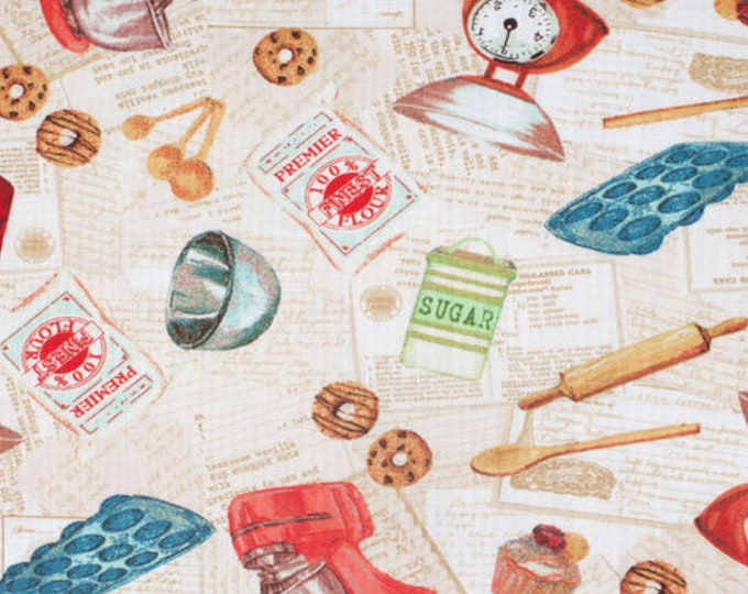Cooking and Recipes Fabric, Cooking and Baking Novelty Cotton Fabric ...