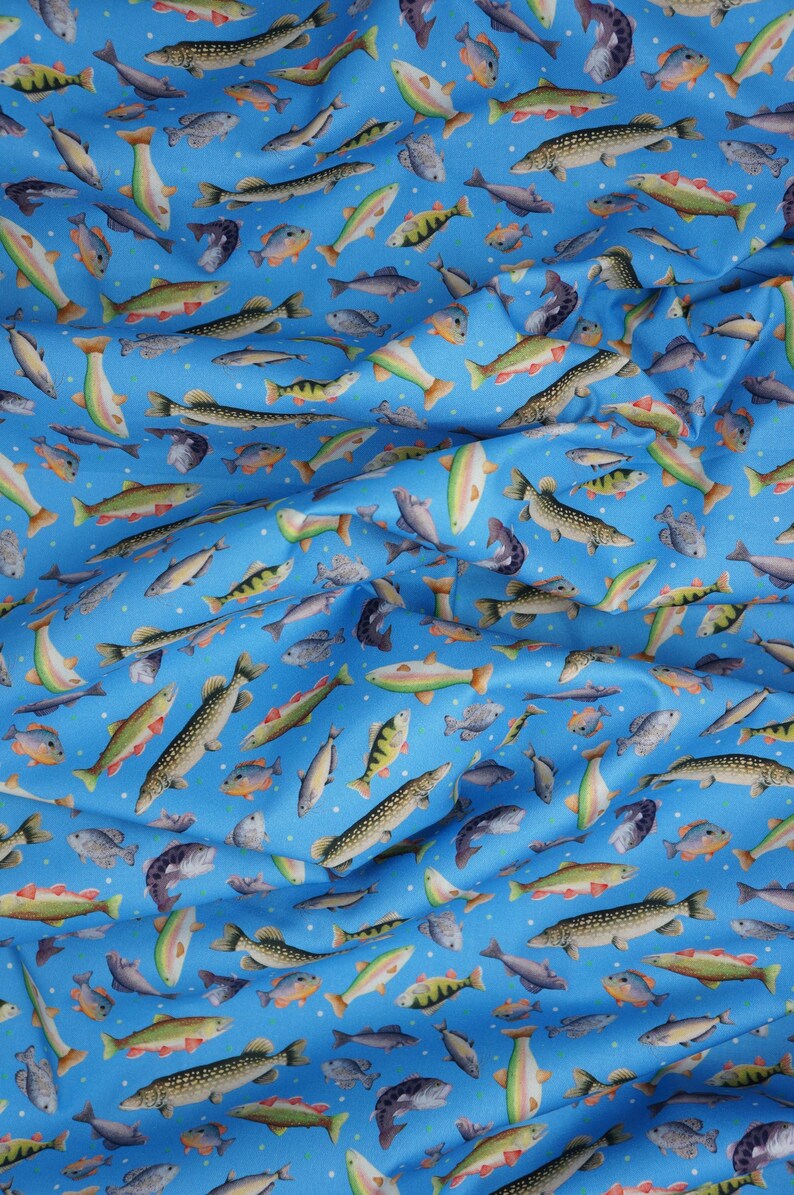 Fish Fabric, Gone Fishing Light Blue Sail Away by Andi Metz for ...