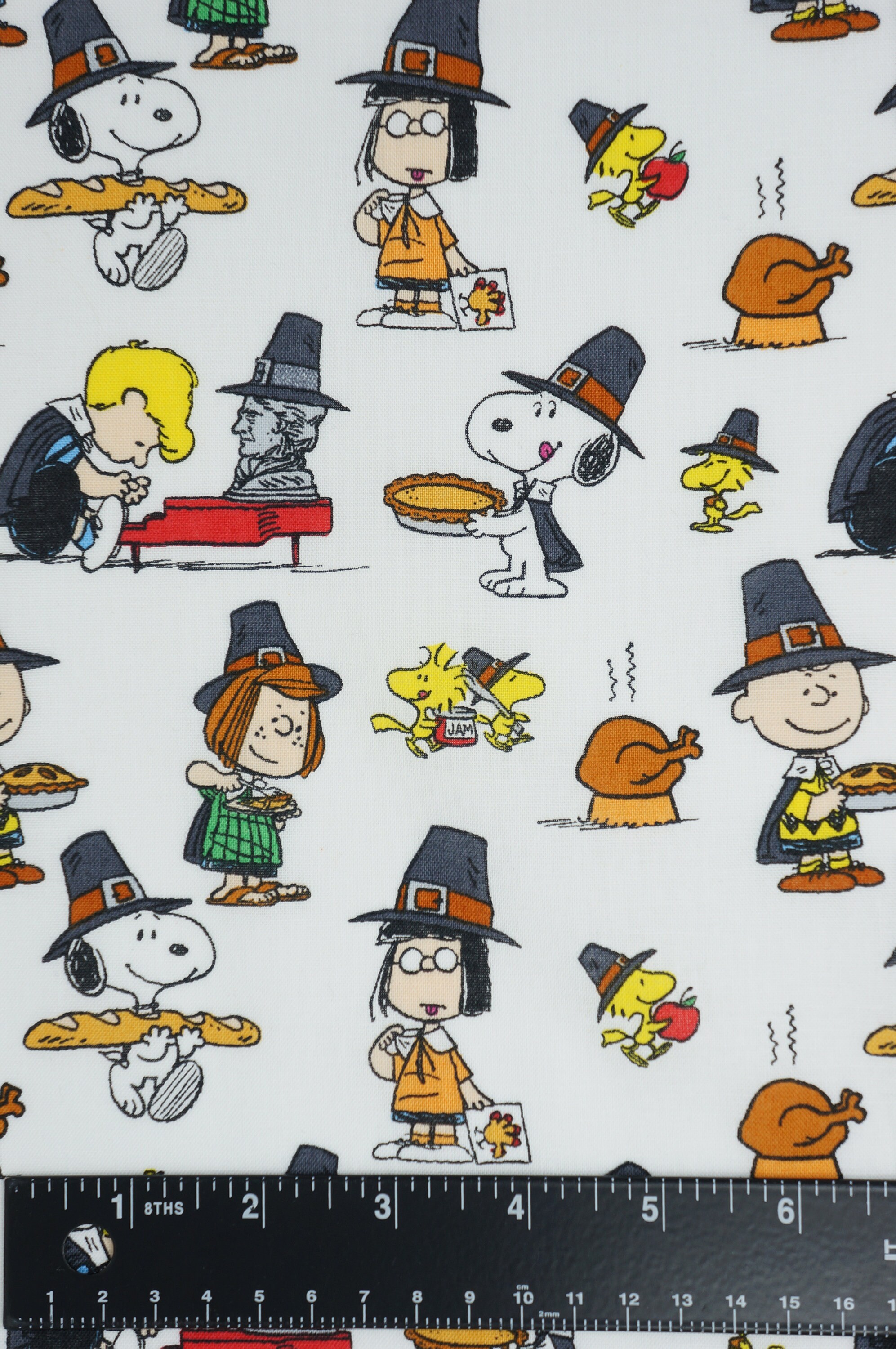 Snoopy & Peanuts Gang Thanksgiving Fabric, Snoopy Woodstock Thankful by ...