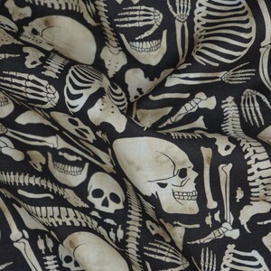 Skeleton Bones, Human Bone Fabric, Boney Yard Halloween Novelty Cotton ...