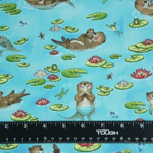 Otter Fabric, Otters and Lily Pads on Teal by Sharon Kuplack for Henry ...
