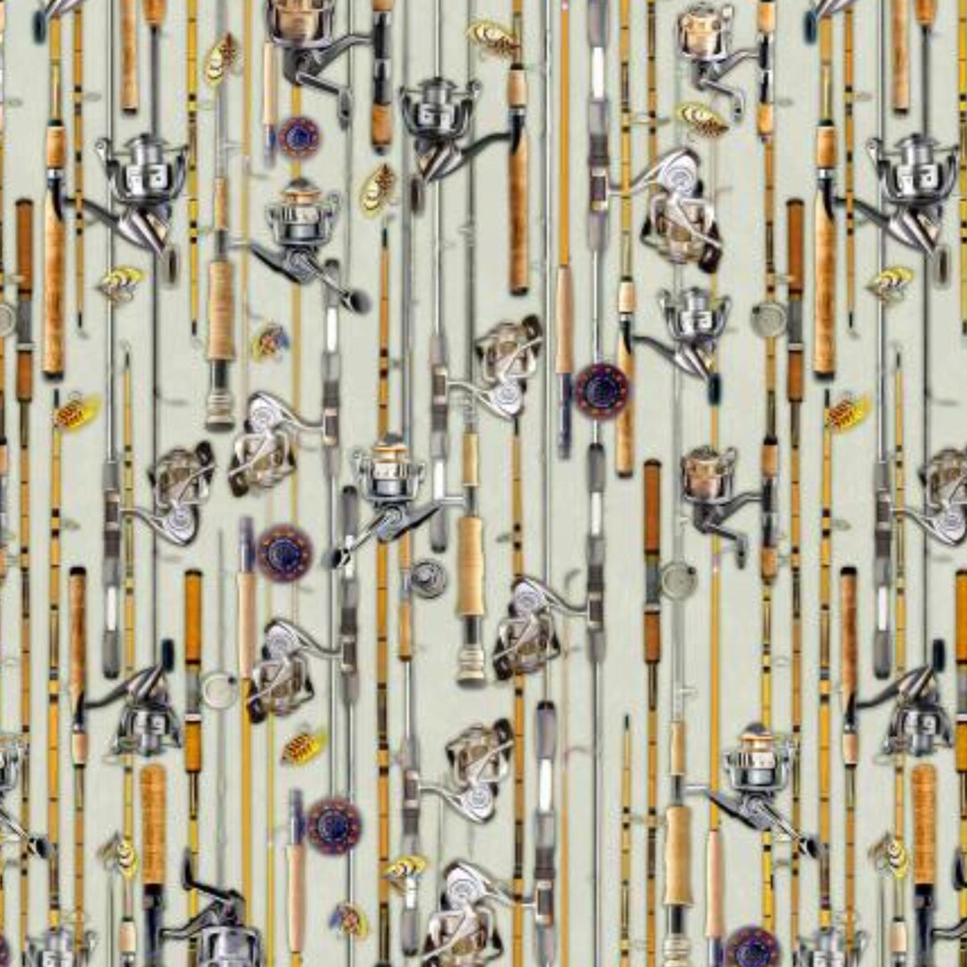 Fishing Fabric, Keeping It Reel on Sage Green by Michael Miller ...