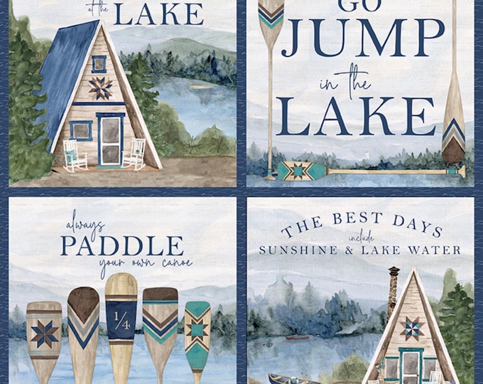 Lake House Fabric, Life is Better by the Lake 1-yard Pillow Panel ...