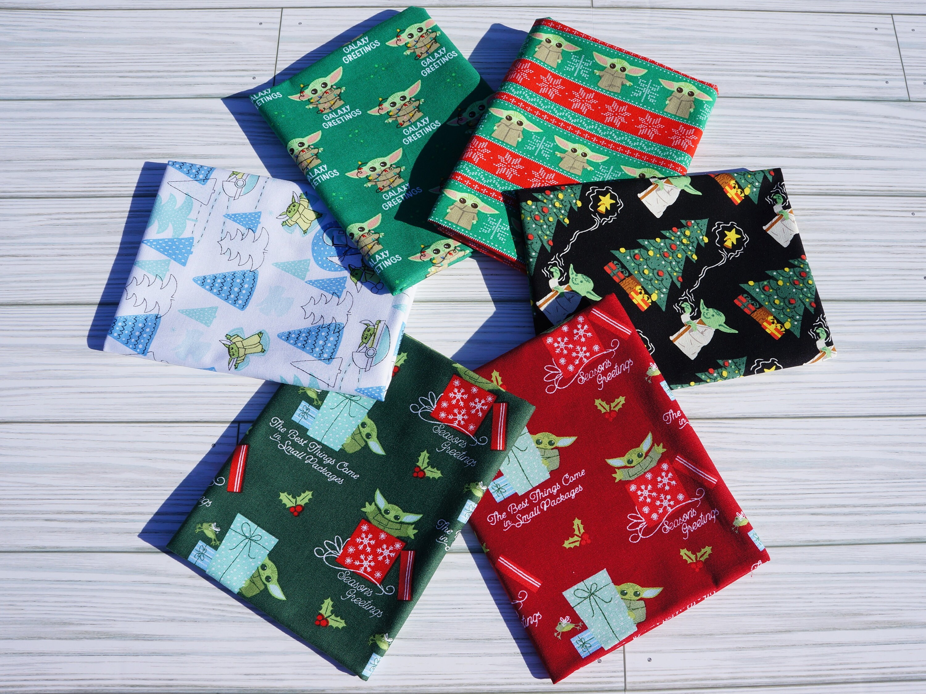 Baby Yoda Christmas Fat Quarter Bundle 6 Pieces Licensed by - Etsy